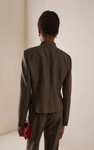 Lafayette 148 New York Glen Plaid Wool Cropped Jacket