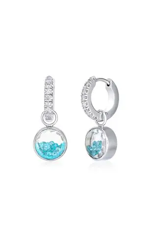 Moritz Glik 18k White Gold Core Gala Huggie Earrings Paraiba - Blue