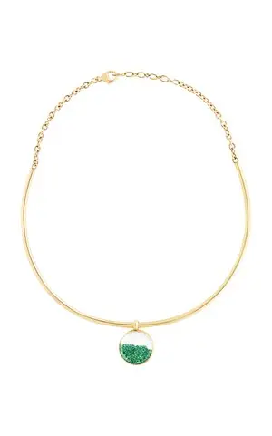 Moritz Glik 18k Yellow Gold Trapezio Choker Necklace Emerald - Green