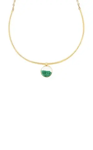 Moritz Glik 18k Yellow Gold Trapezio Choker Necklace Emerald