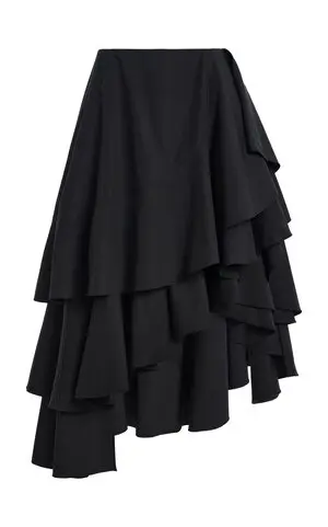Co Asymmetric Cotton Poplin Full Skirt