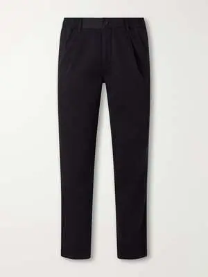 Mr P. James Pleated Tapered Organic Cotton-twill Trousers - Black