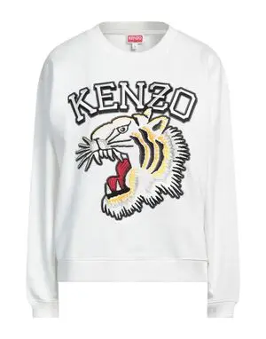 Kenzo Cotton, Elastane, And Viscose Sweatshirt With Embroidered Logo - White