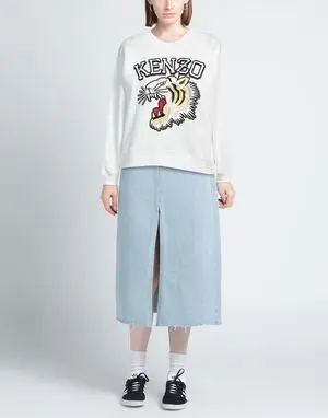 Kenzo Cotton, Elastane, And Viscose Sweatshirt With Embroidered Logo - White
