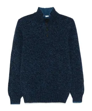 GRAN SASSO Mock-neck Button Cardigan - Black