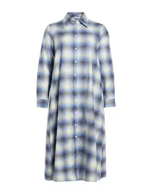 CALIBAN Checked Cotton Midi Shirt Dress