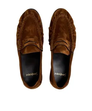 Saint Laurent Le Cassandre Penny Suede Loafers