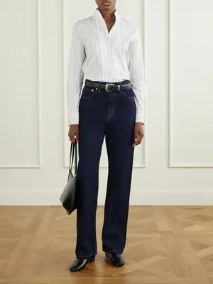 Theory Striped Cotton-blend Poplin Shirt - White