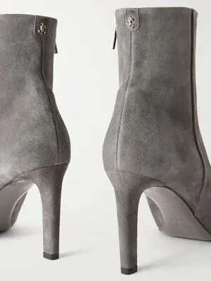 JIMMY CHOO Frankie 85 Suede Ankle Boots - Gray