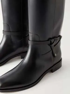 JIMMY CHOO Lawton Knotted Leather Knee Boots