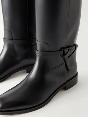 JIMMY CHOO Lawton Leather Knee Boots - Black
