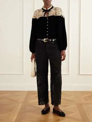 Sea Shiloh Embroidered Barrel-leg Jeans