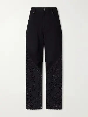 Sea Shiloh Embroidered Barrel-leg Jeans - Black