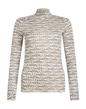 ALYSI Long Sleeve Mock Neck T-shirt - Ivory
