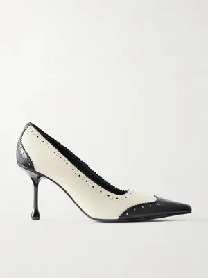 JIMMY CHOO Ixia 80 Two-tone Leather Pumps - White