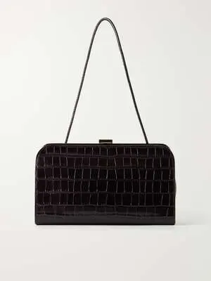 LOEFFLER RANDALL Zella Croc-effect Leather Clutch - Black