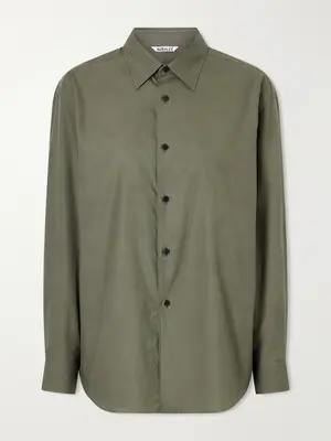 Auralee Cotton Twill Button-down Shirt - Green