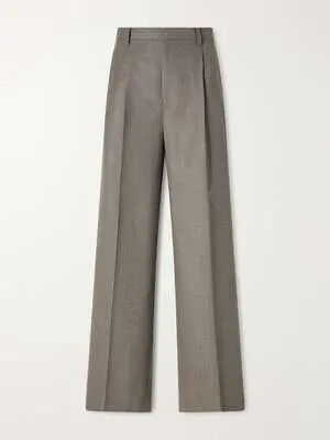 Auralee Pleated Wool Straight-leg Pants - Gray