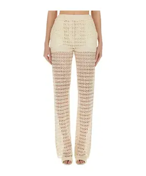 ALYSI Macrame Straight-leg Semi-sheer Trousers