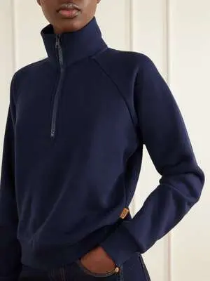 JAMIE HALLER The Quarter Zip Cotton Sweatshirt