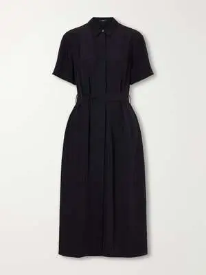 THEORY THEORY Belted Crepe Midi Dress