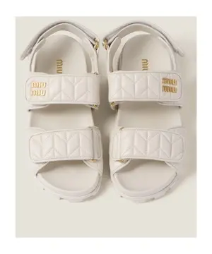 Miu Miu Quilted Logo Lettering Sandals