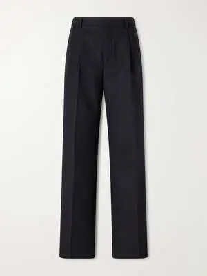 Auralee Wool And Cotton-blend Straight-leg Pants - Black