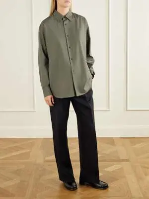 Auralee Wool And Cotton-blend Straight-leg Pants