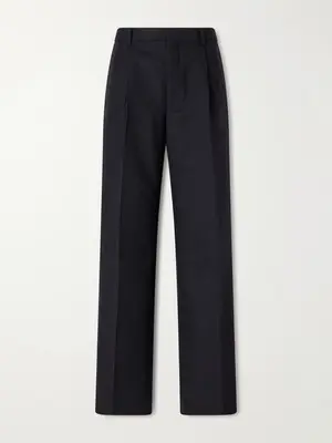 Auralee Wool And Cotton-blend Straight-leg Pants - Black