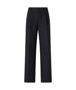 Auralee Wool And Cotton-blend Straight-leg Pants - Black