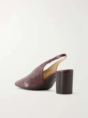 LEMAIRE Glove 80 Crinkled-leather Slingback Pumps