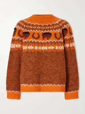 BODE Corral Fair Isle Alpaca-blend Sweatshirt - Brick