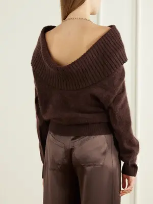 Sportmax Off-the-shoulder Wool Sweater - Brown