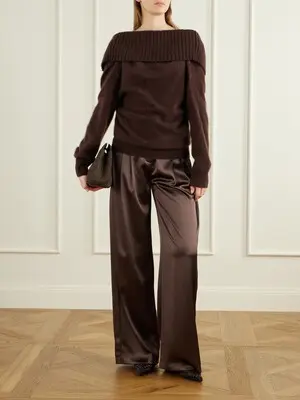 Sportmax Off-the-shoulder Wool Sweater - Brown