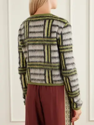 La DoubleJ Check Wool-blend Cardigan