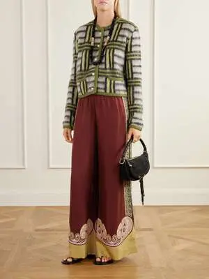La DoubleJ Check Wool-blend Cardigan