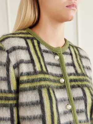 La DoubleJ Check Wool-blend Cardigan