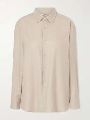 Auralee 100% Wool Button-down Shirt - Beige
