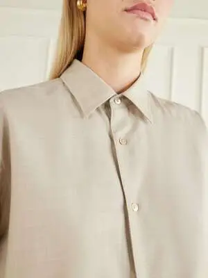 Auralee 100% Wool Button-down Shirt - Beige