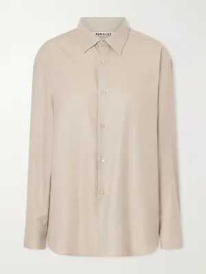 Auralee AURALEE 100% Wool Button-Down Shirt Neutrals