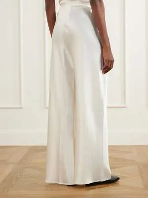 LESET Barb Draped Satin Wide-leg Pants