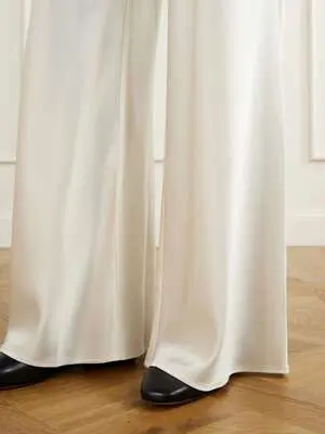 LESET Barb Draped Satin Wide-leg Pants
