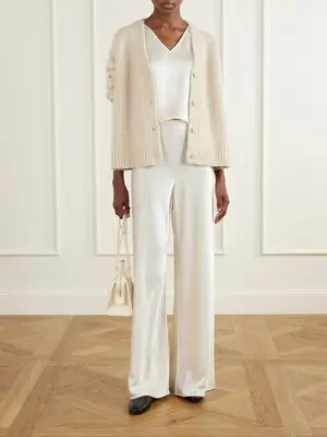 LESET Barb Draped Wide-leg Pants - Neutrals
