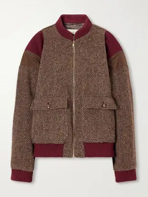 Giuliva Heritage The Aurelia Padded Herringbone Virgin Wool Jacket - Brown