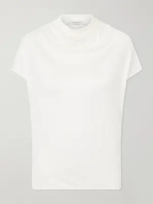 Another Tomorrow Draped Jersey Top - Neutrals