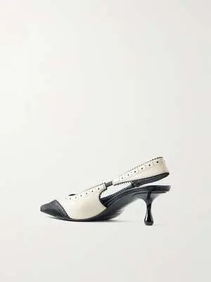 JIMMY CHOO Amel 50 Two-tone Leather Slingback Pumps
