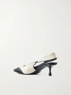 JIMMY CHOO Amel 50 Two-tone Leather Slingback Pumps
