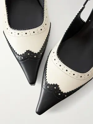 JIMMY CHOO Amel 50 Two-tone Leather Slingback Pumps