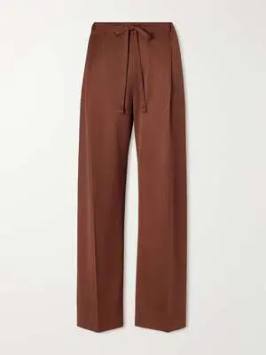 Another Tomorrow Pleated Wool-blend Straight-leg Pants