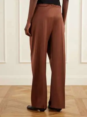 Another Tomorrow Pleated Wool-blend Straight-leg Pants